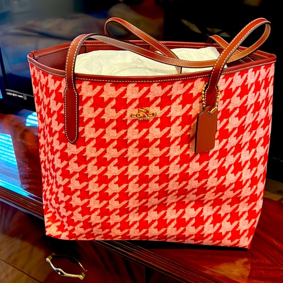 Coach | Bags | Coach City Tote With Houndstooth Print | Poshmark